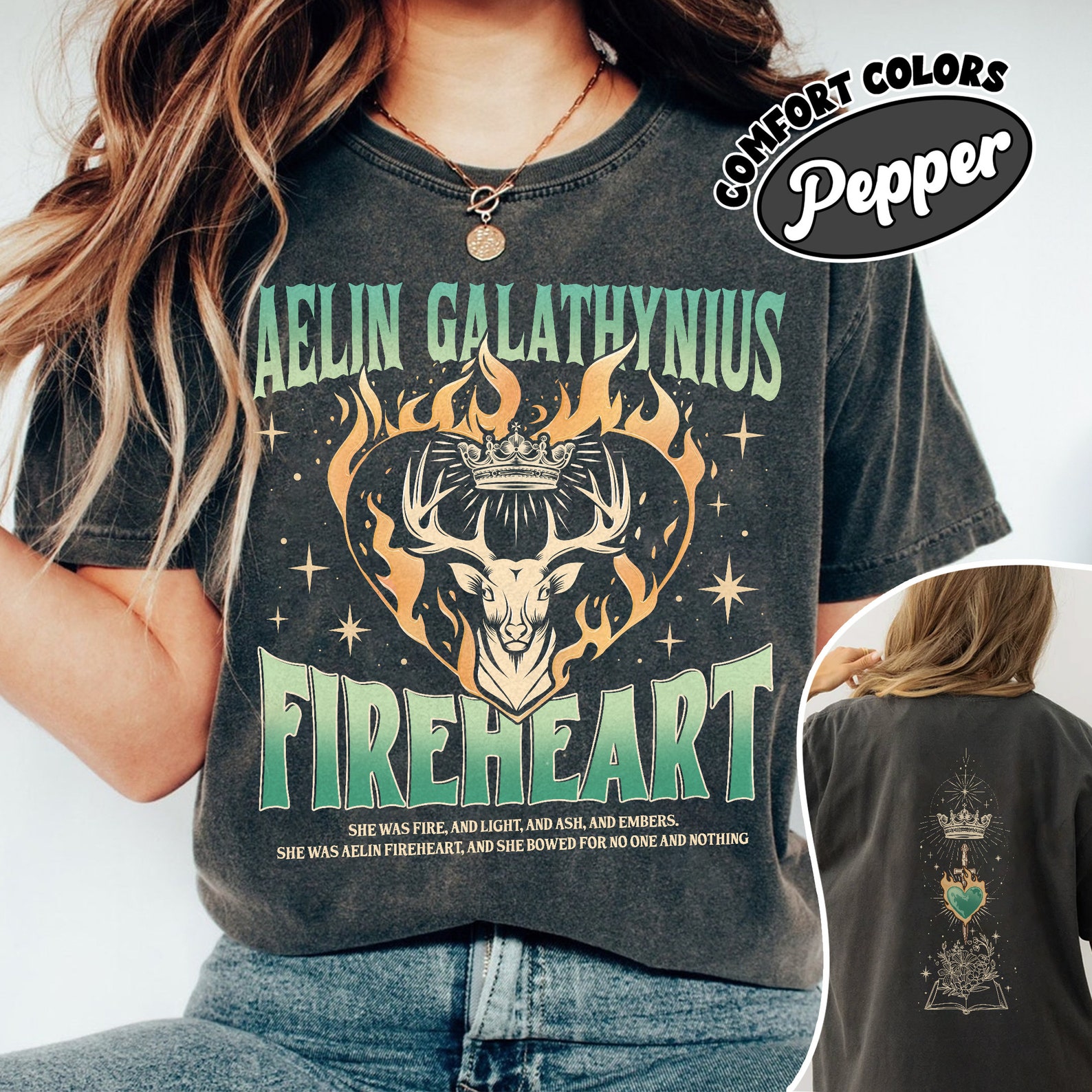 Aelin Galathynius Fireheart Comfort Colors Shirt, Terrasen TOG Tshirt ...