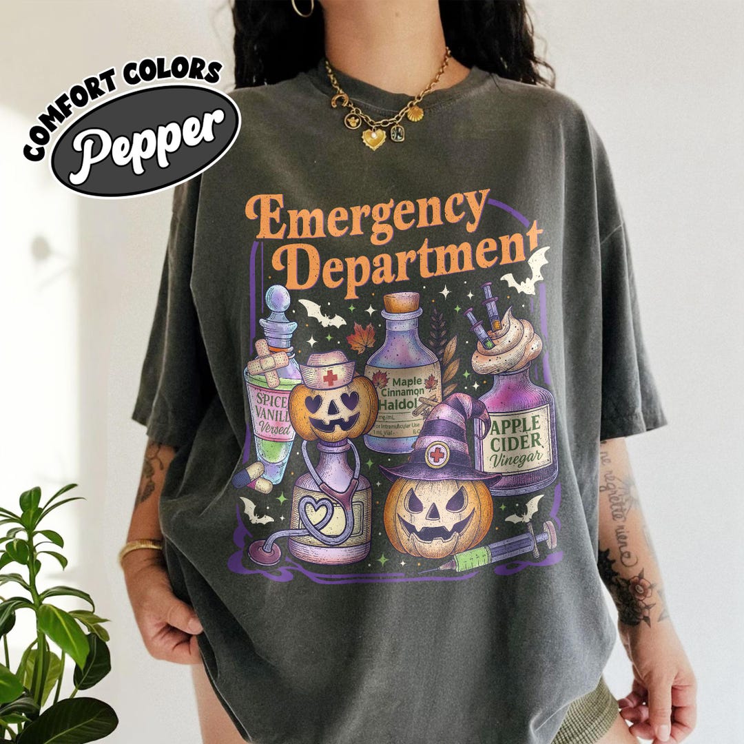Emergency Department Halloween Shirt Comfort Colors, ER Spooky Nurse T ...