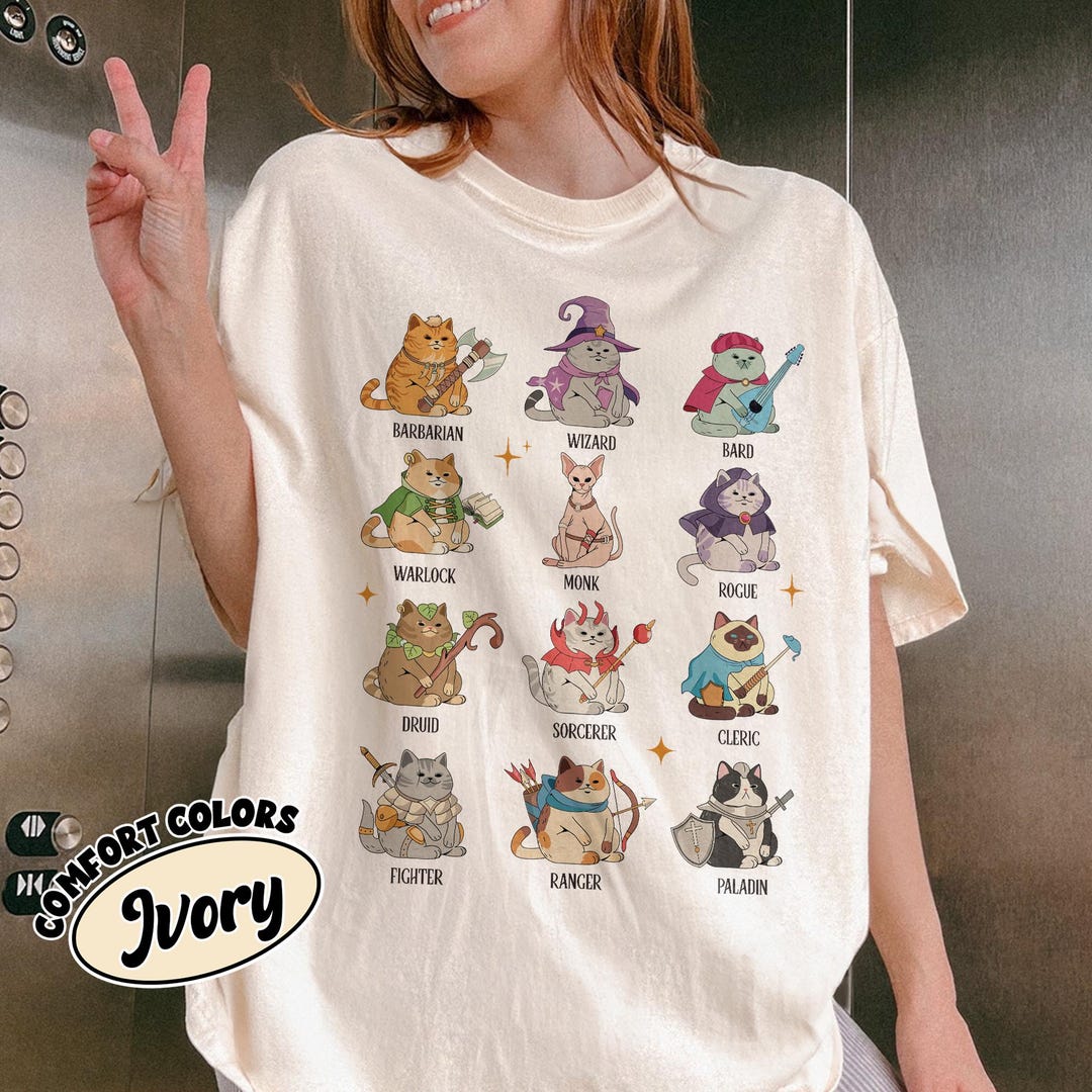 Dungeons and Cats Comfort Colors Shirt, Dungeons Game Tshirt, Dnd Shirt ...