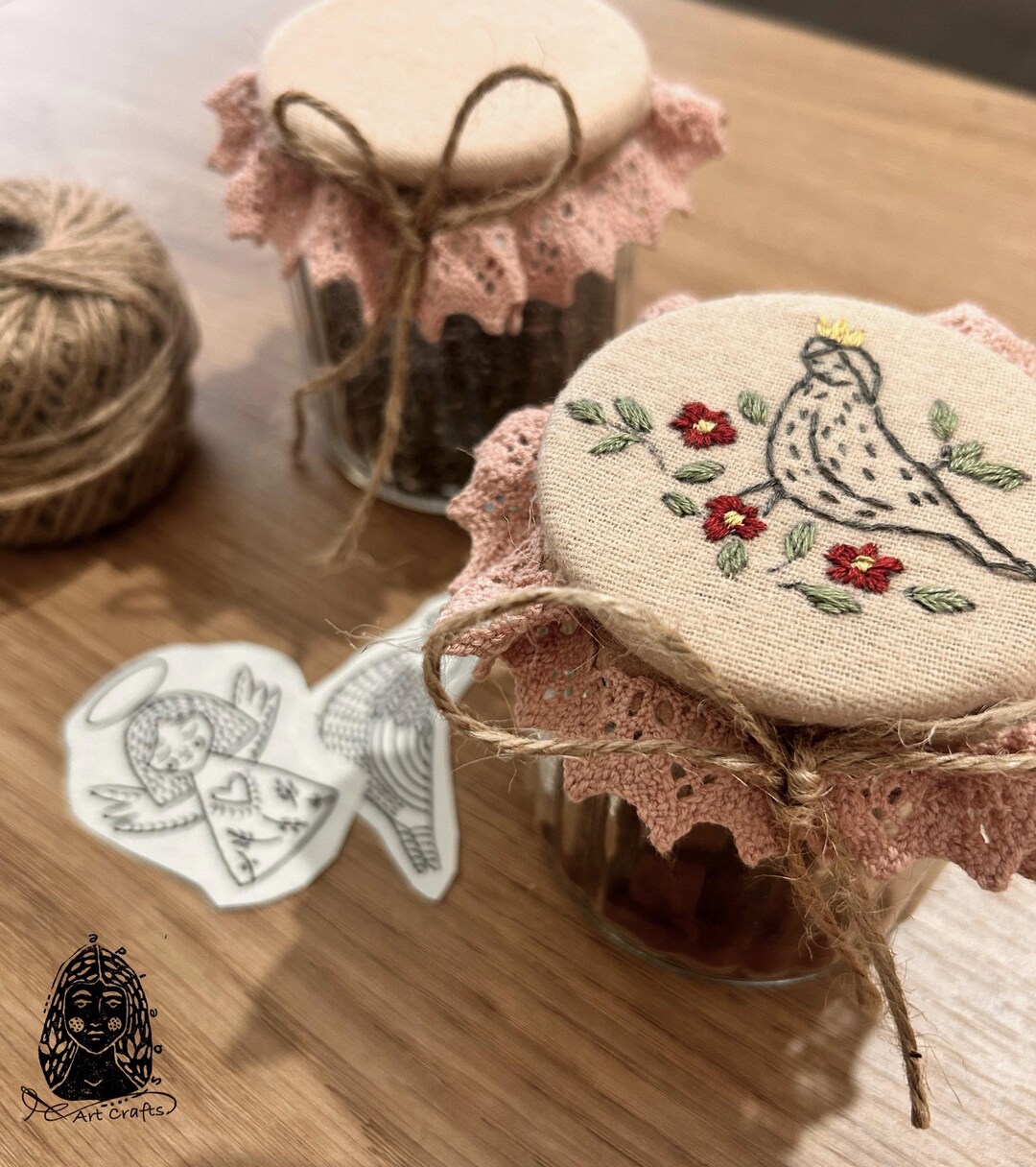 DIY Embroidery Jar Topper Kit Includes Fabric and Washable Patterns for ...