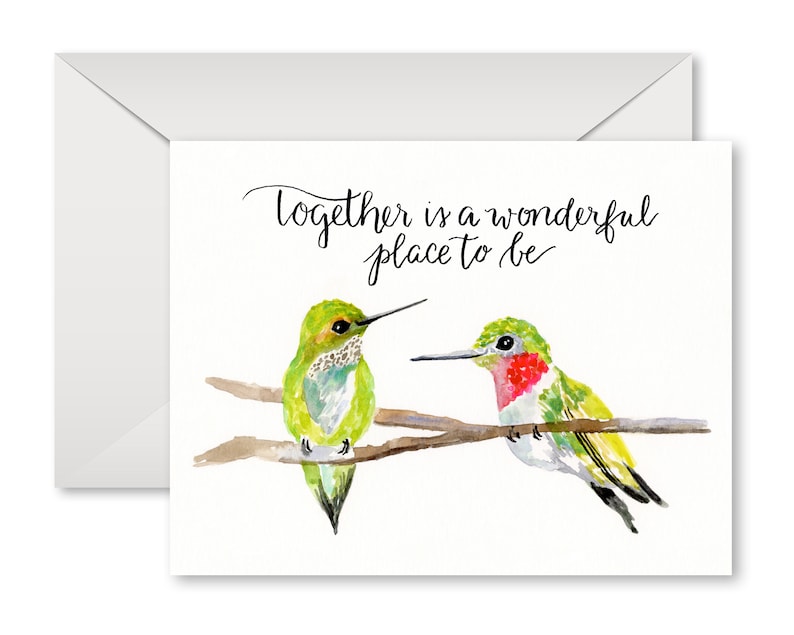 Hummingbird Anniversary Card: Watercolor Love Card - Etsy