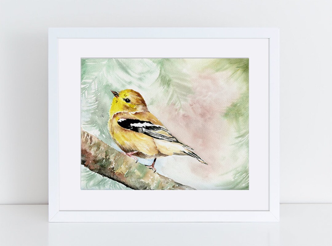Goldfinch Art, Watercolor Print, Wall Decor - Etsy