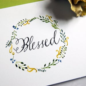 Blessed Card, Watercolor Greeting, Gratitude - Etsy