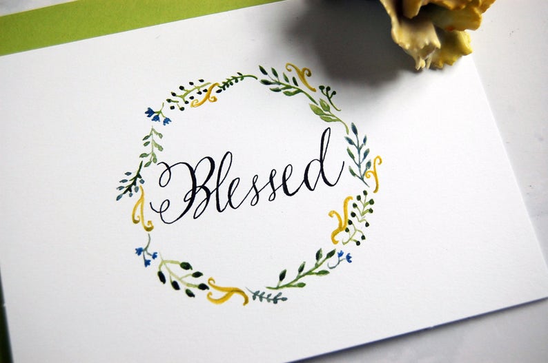 Blessed Card Watercolor Greeting Gratitude | Etsy