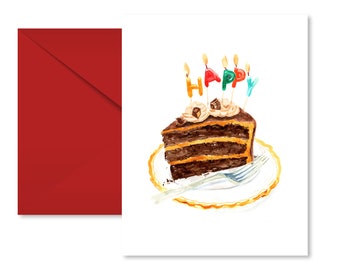 Chocolate Cake Card - Etsy