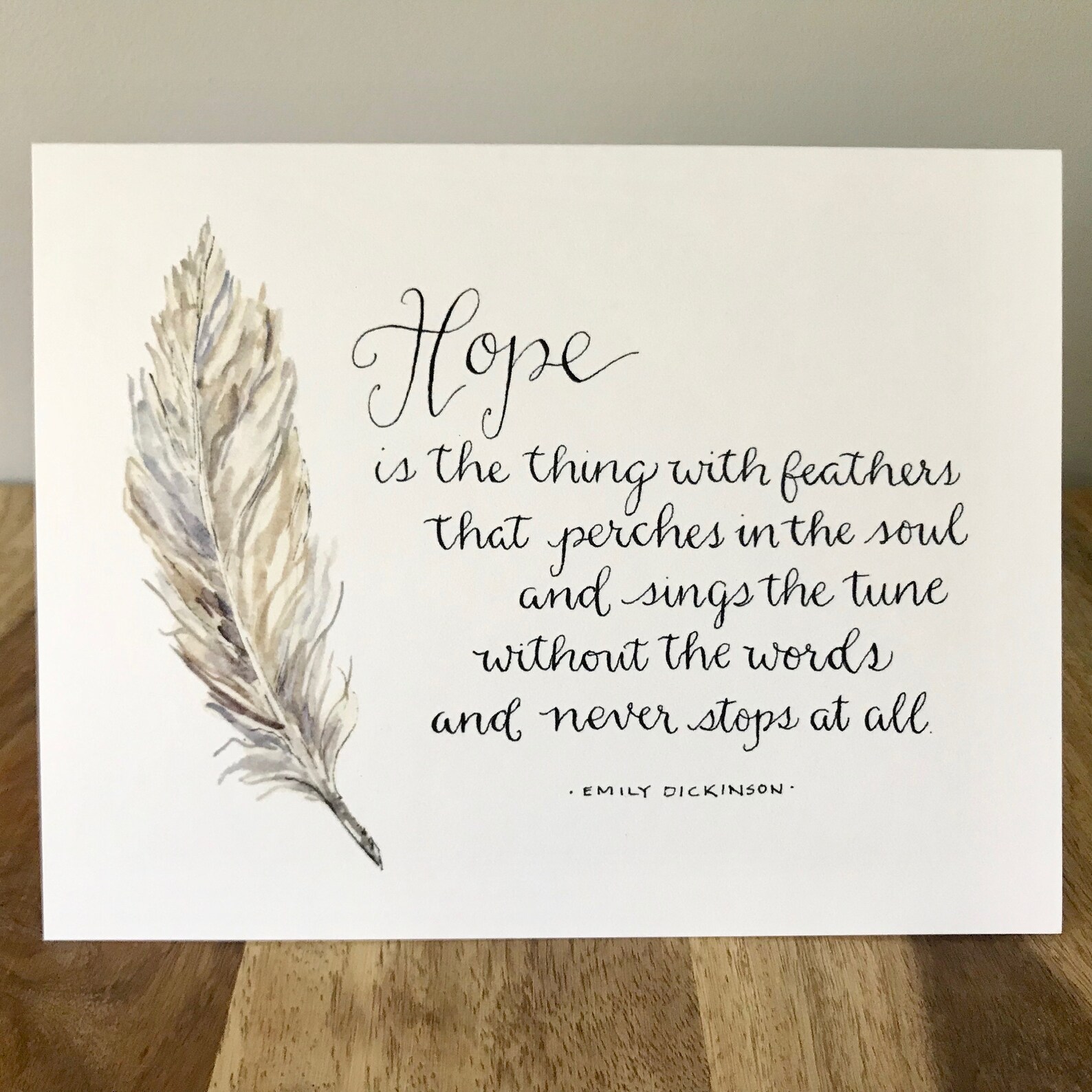 Hope Greeting Card, Feather, Watercolor, Encouragement - Etsy
