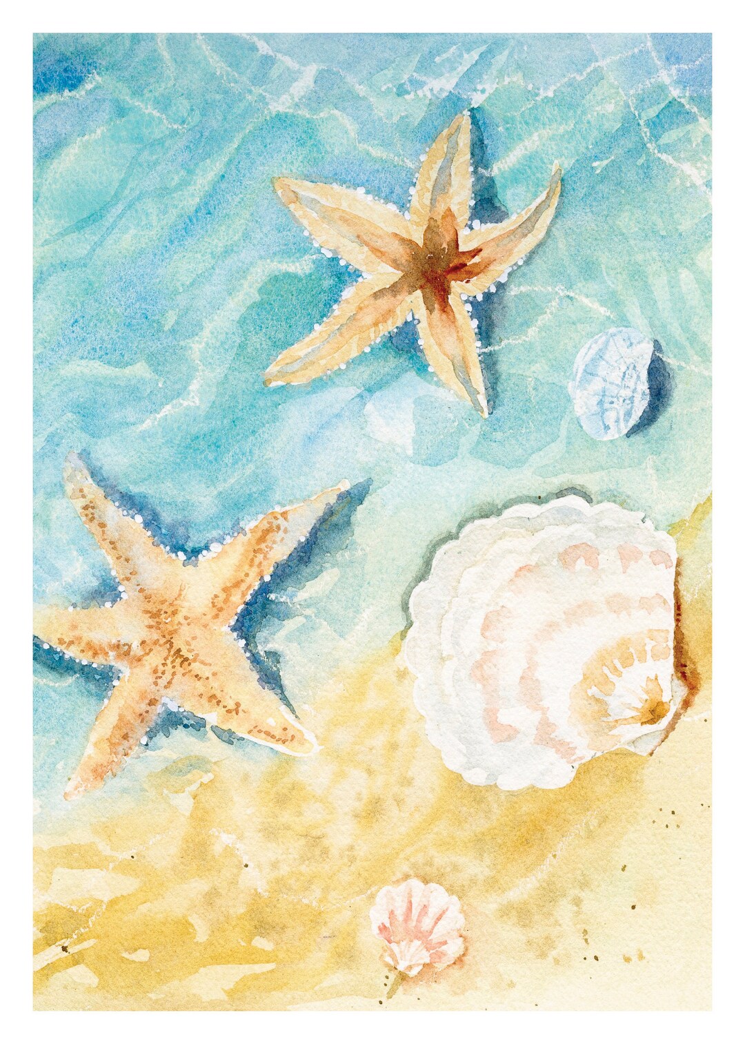 Watercolor Beach Cards L Seashell Greeting Cards L Blank Notecards L ...