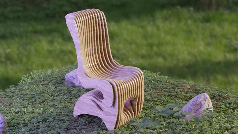 Parametric Curly Wooden Furniture Chair 0002 CNC or Laser File for ...