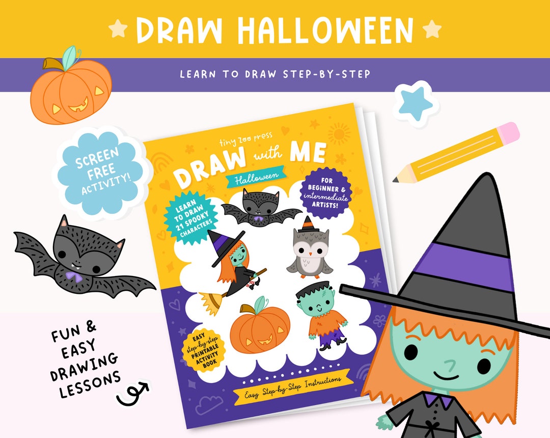 How to Draw Halloween Characters: Kids' Printable Drawing Book (PDF ...