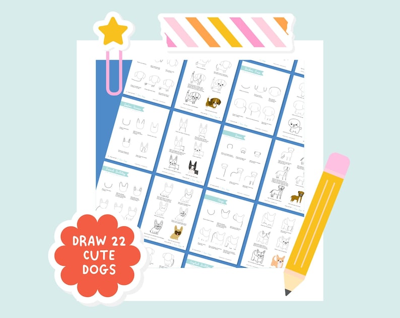 Dogs Drawing Book, Step-by-step Guide (digital Download) - Etsy