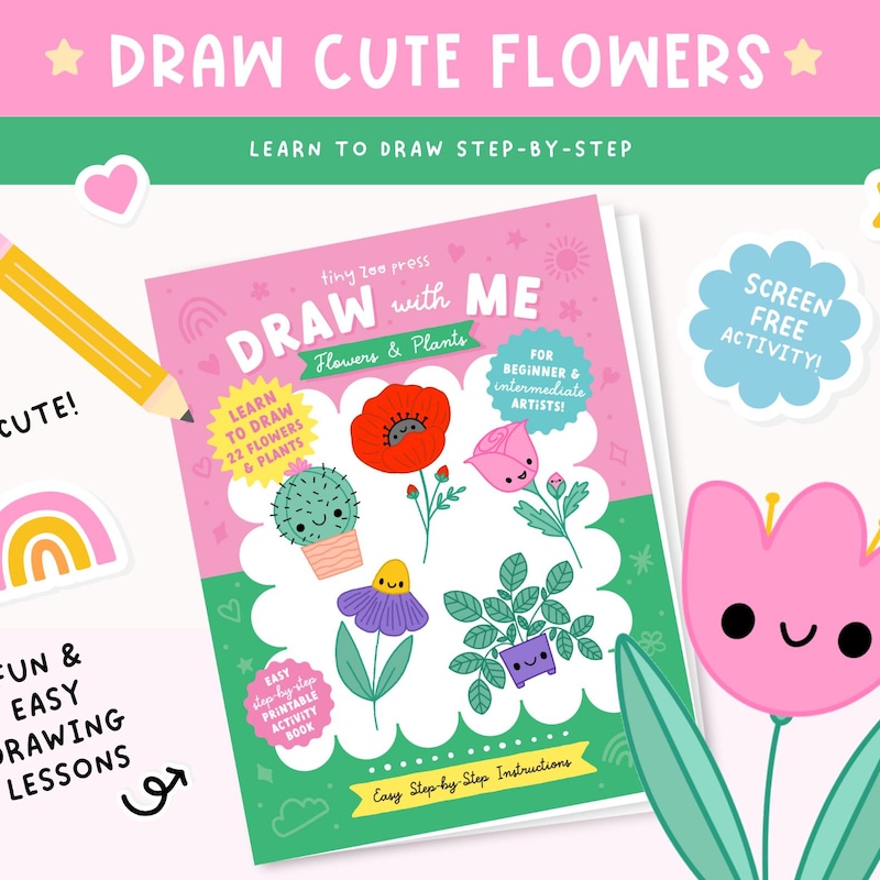 Cute Easy Drawing Flowers - Etsy