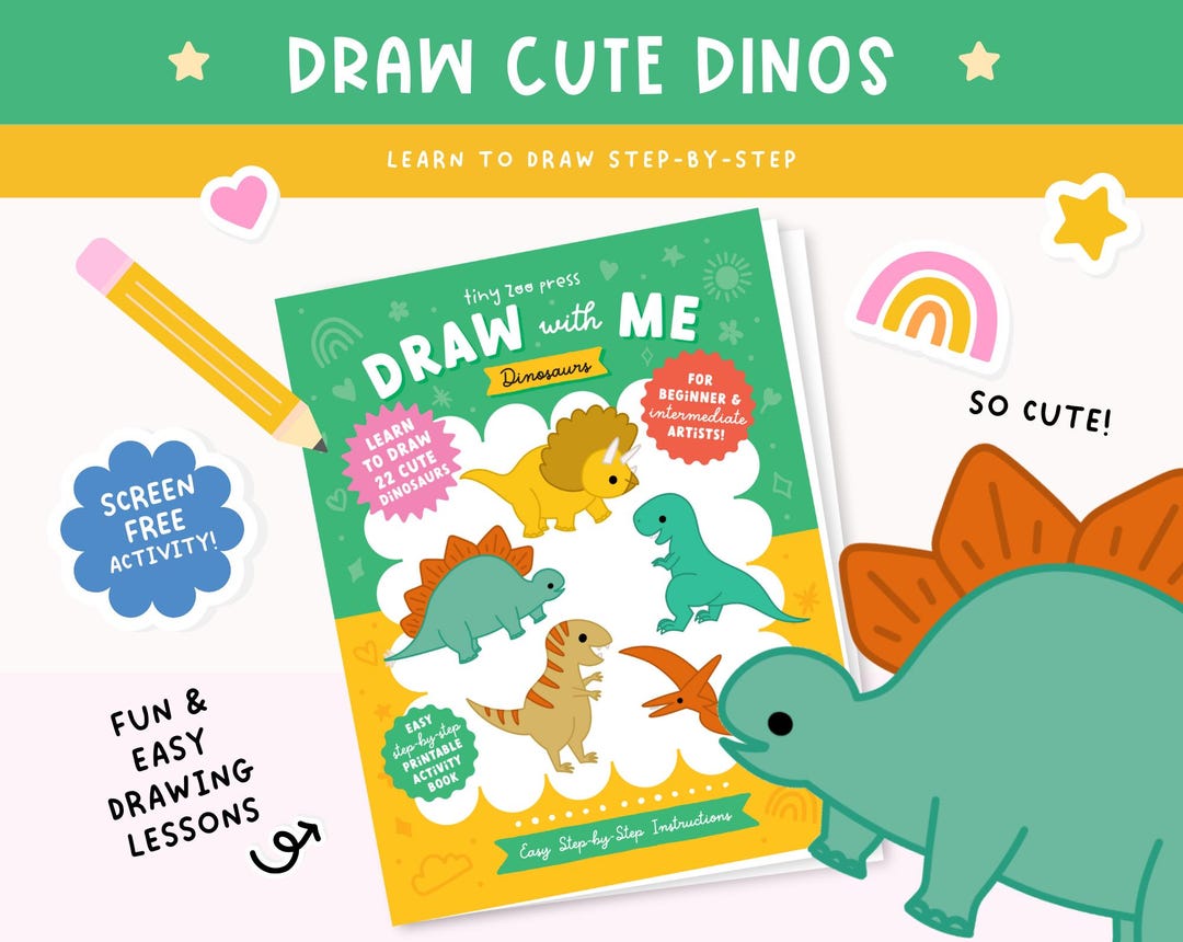 How to Draw Dinosaurs, How to Draw Cute Dinos, How to Draw Cute Things ...