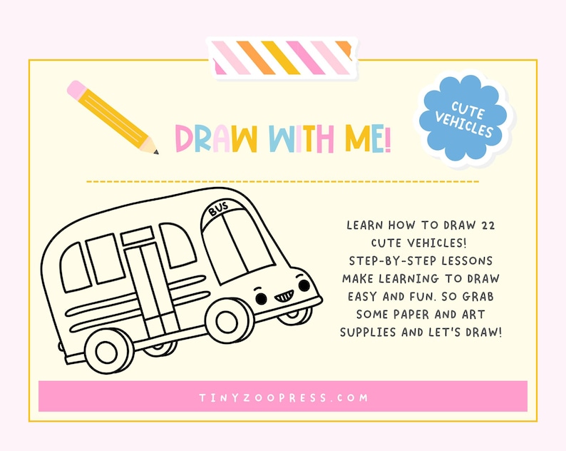 Learn to Draw Cute Vehicles, Step-by-step Lessons (digital Download) - Etsy