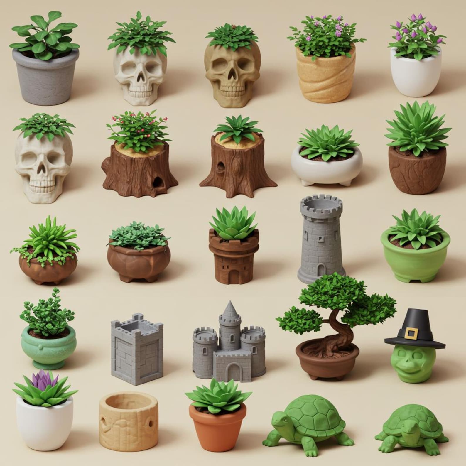 40 Unique Planter STL Pack – 3D Print Wall, Skull, Bonsai & Decorative ...