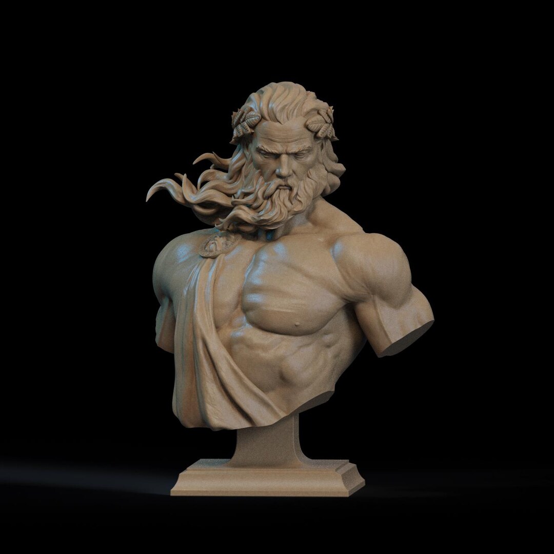 Zeus Bust Statue: 3D Printed Greek God Sculpture DIY Model - Etsy