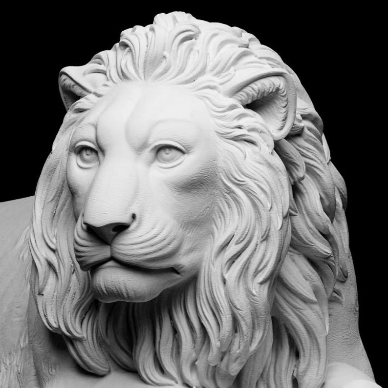 3D Printed Recumbent Lion Statue: Unpainted DIY Model Kit - Etsy