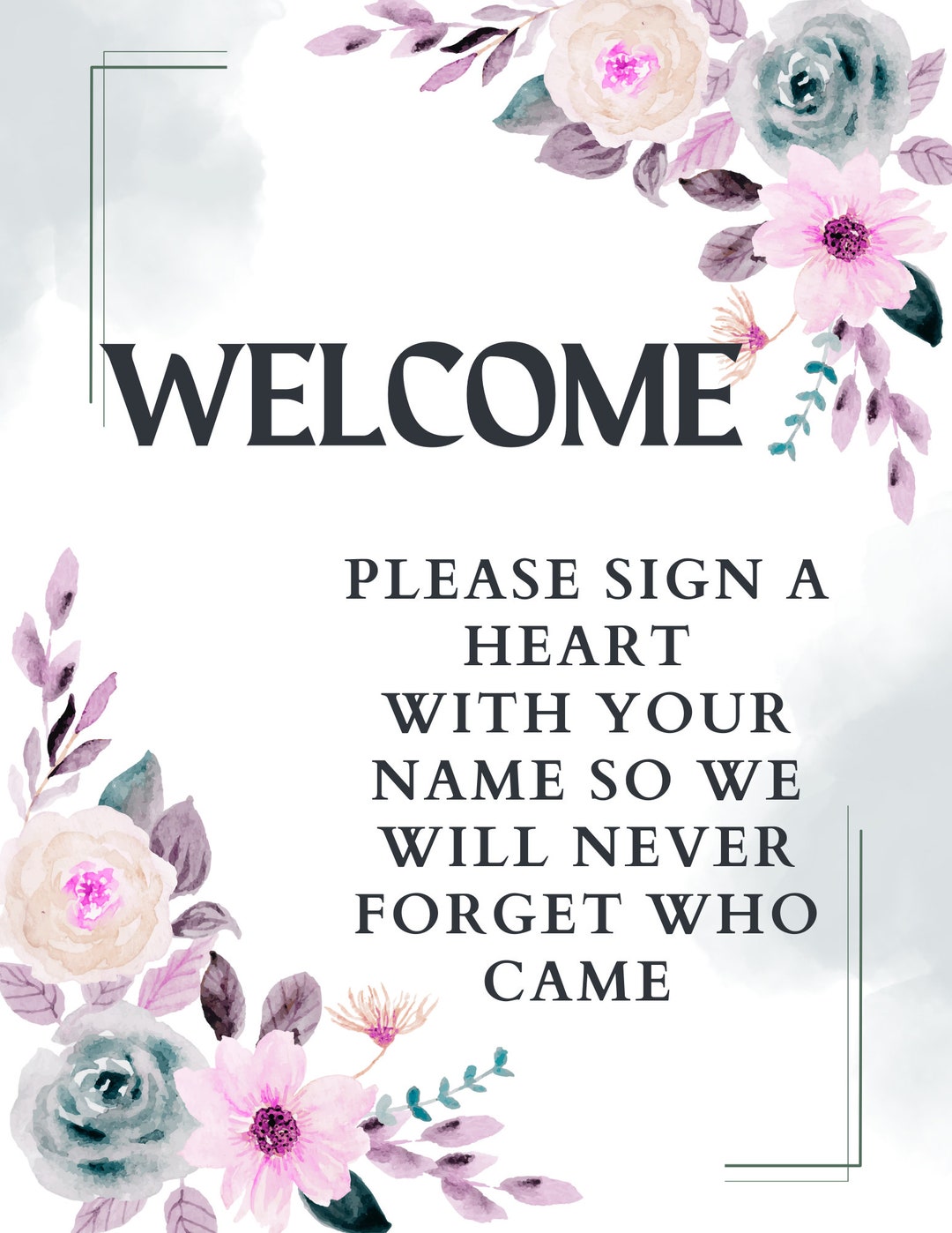 Please Sign A Heart Sign, Wedding Signs, Bridal Shower Signs, Wedding ...