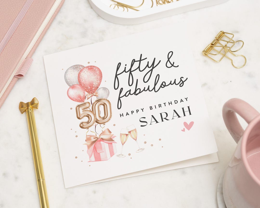 50th Birthday Card for Women, 50th Birthday Card, 50th Birthday Gift ...