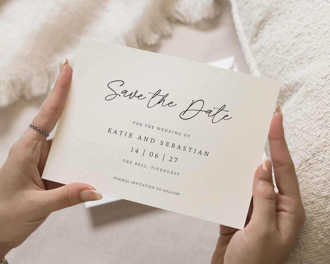 Personalised Save the Date Card, Wedding Save the Date Card, Simple ...