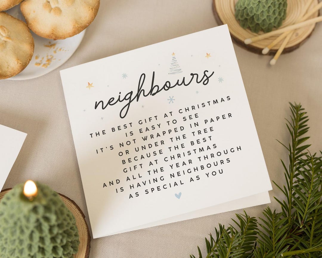 Neighbours Christmas Card, Christmas Card for Neighbour, Neighbour ...
