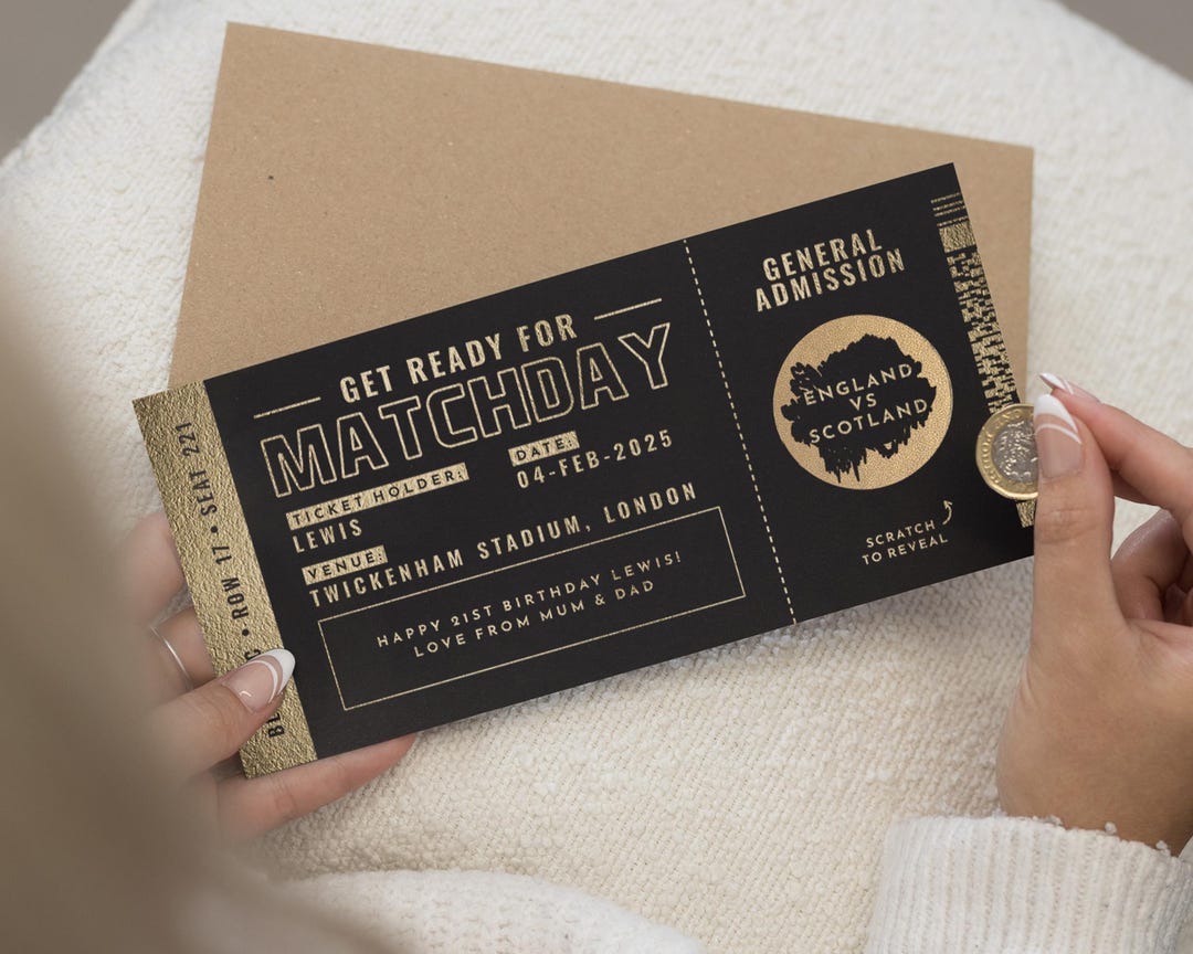 Scratch off Football Match Ticket, Football Ticket Gift, Rugby Ticket ...