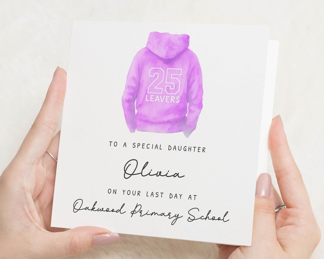 Leavers Card for Daughter, Last Day of School Card, Personalised School ...
