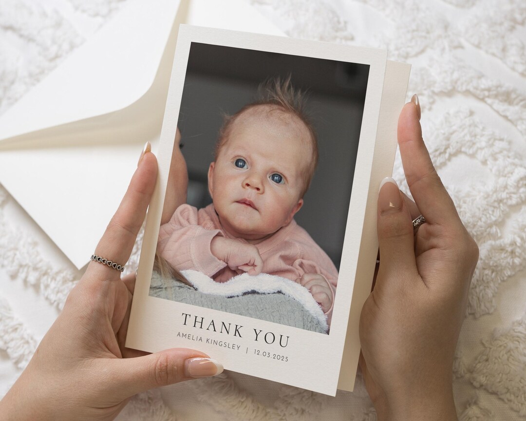 Editable New Baby Cards Thank You, New Baby Girl Thank You Cards Photo ...