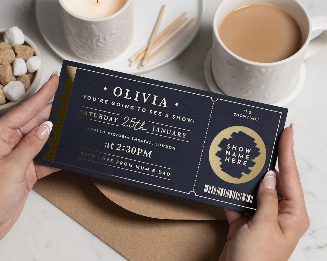 Personalised Event Ticket, Theatre Ticket Gift, Theatre Scratch Card ...
