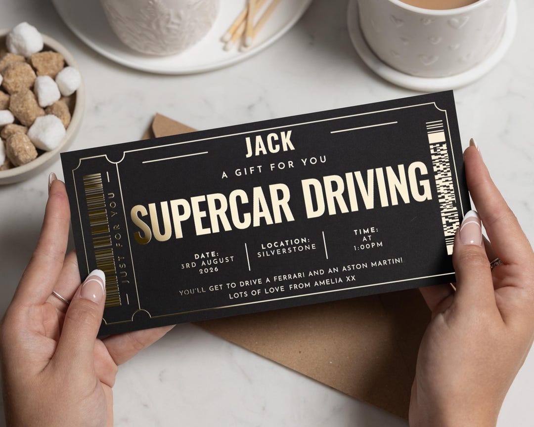 Personalised Supercar Driving Gift Voucher, Experience Day Gift, Gold ...