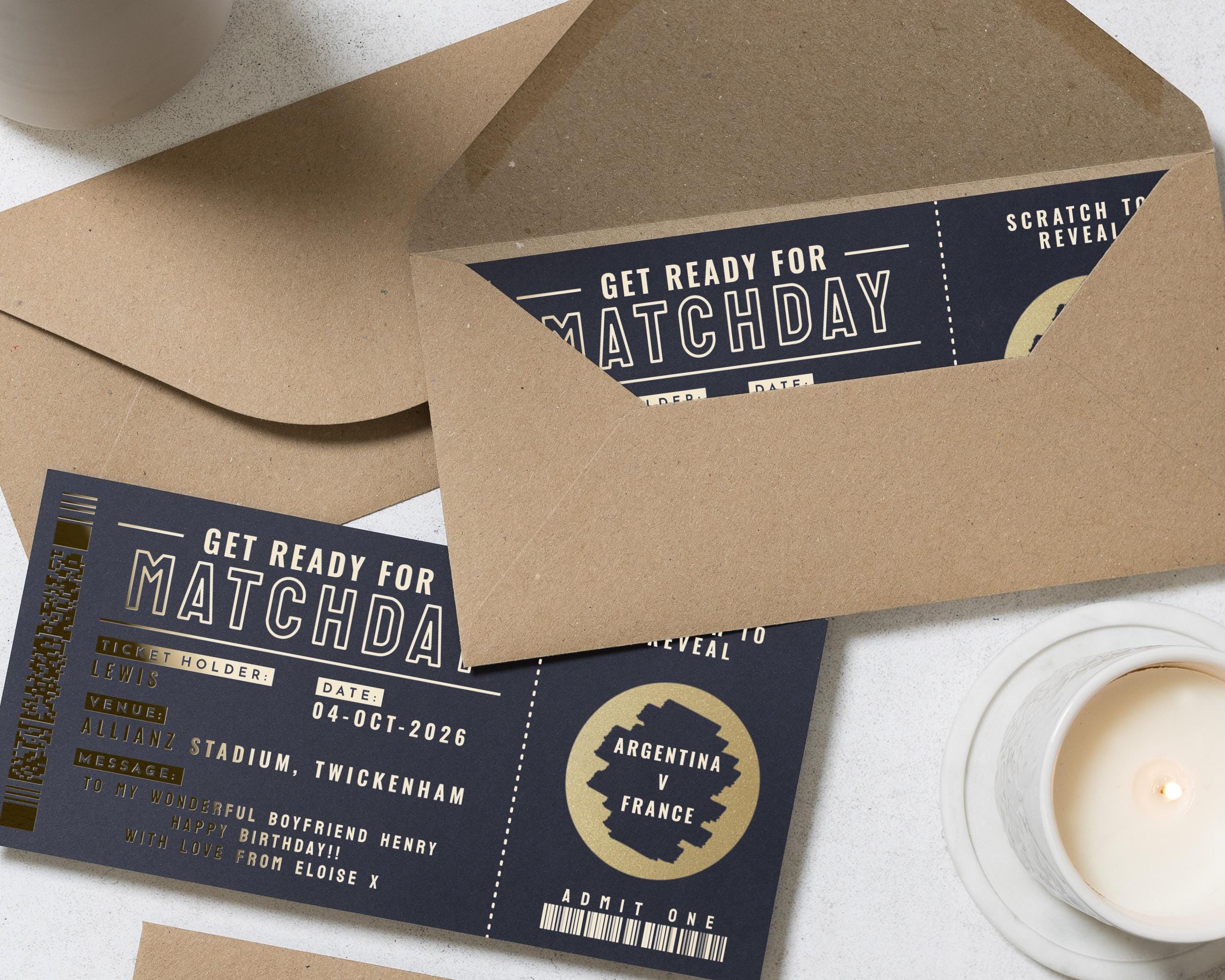 Personalised Matchday Ticket Gift, Football Voucher, Birthday Gift for ...