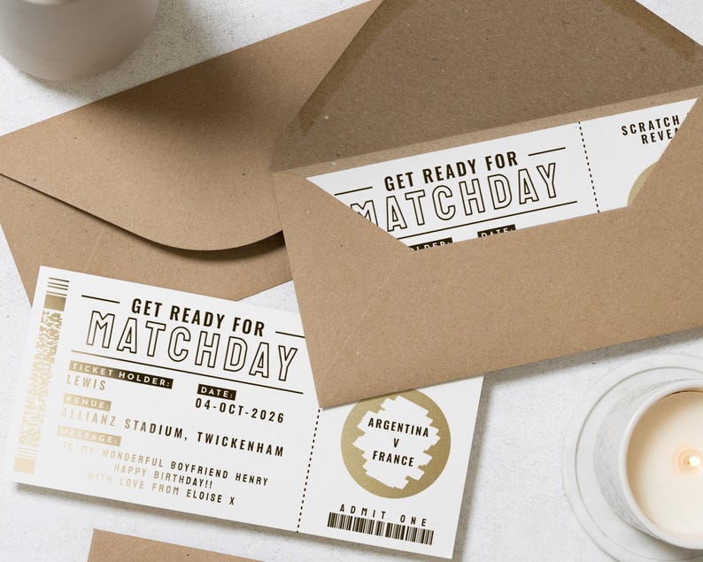 Personalised Matchday Ticket Gift, Football Voucher, Birthday Gift for ...
