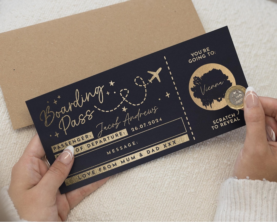 Boarding Pass Surprise, Boarding Pass Scratch Card, Scratch Boarding ...