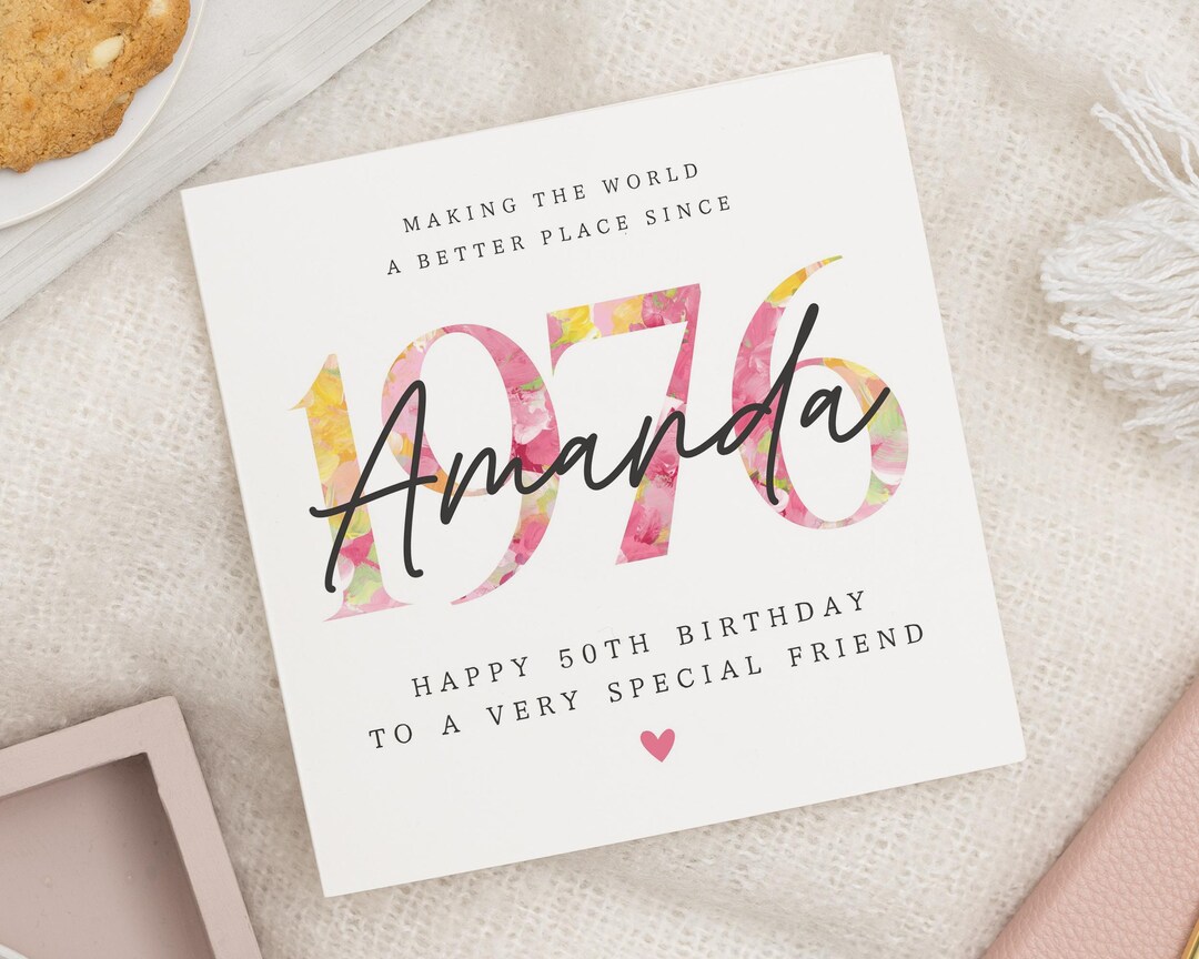 50th Birthday Card for Friend, Personalised 50th Birthday Card ...