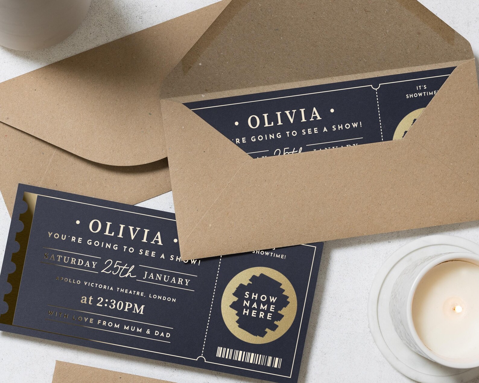 Personalised Event Ticket, Theatre Ticket Gift, Theatre Scratch Card ...