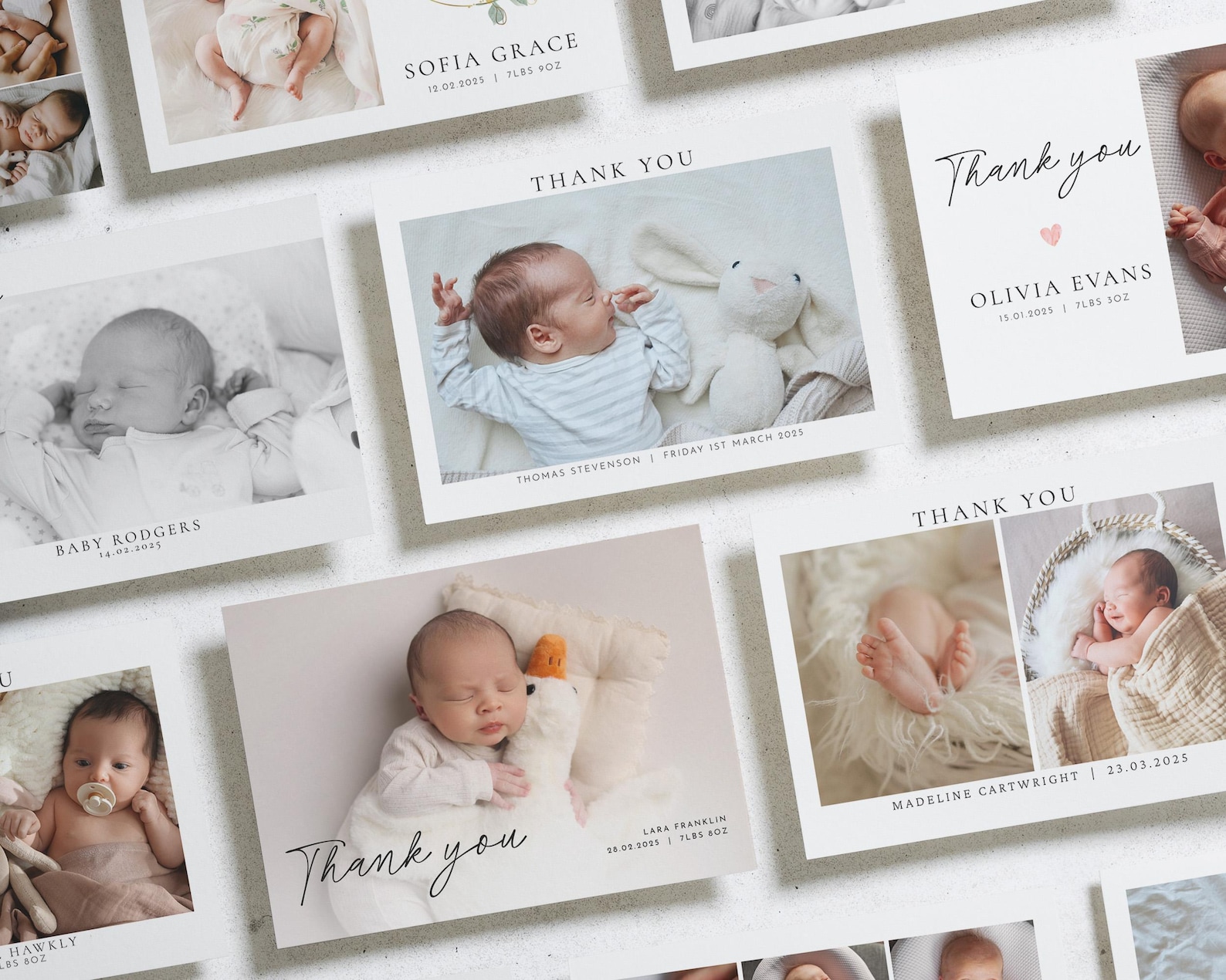 Baby Boy Thank You Card, Baby Boy Announcement Cards, Baby Thank You ...