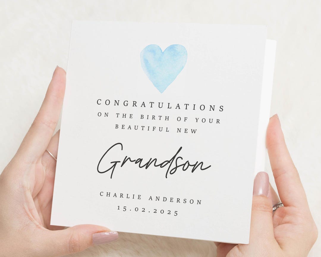 New Grandparents Card, New Grandson Card, Grandparents Card, Baby Boy ...