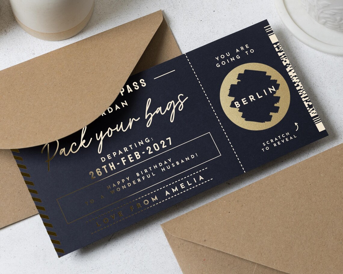 Scratch to Reveal, Holiday Scratch Card, Boarding Pass Scratch Card ...