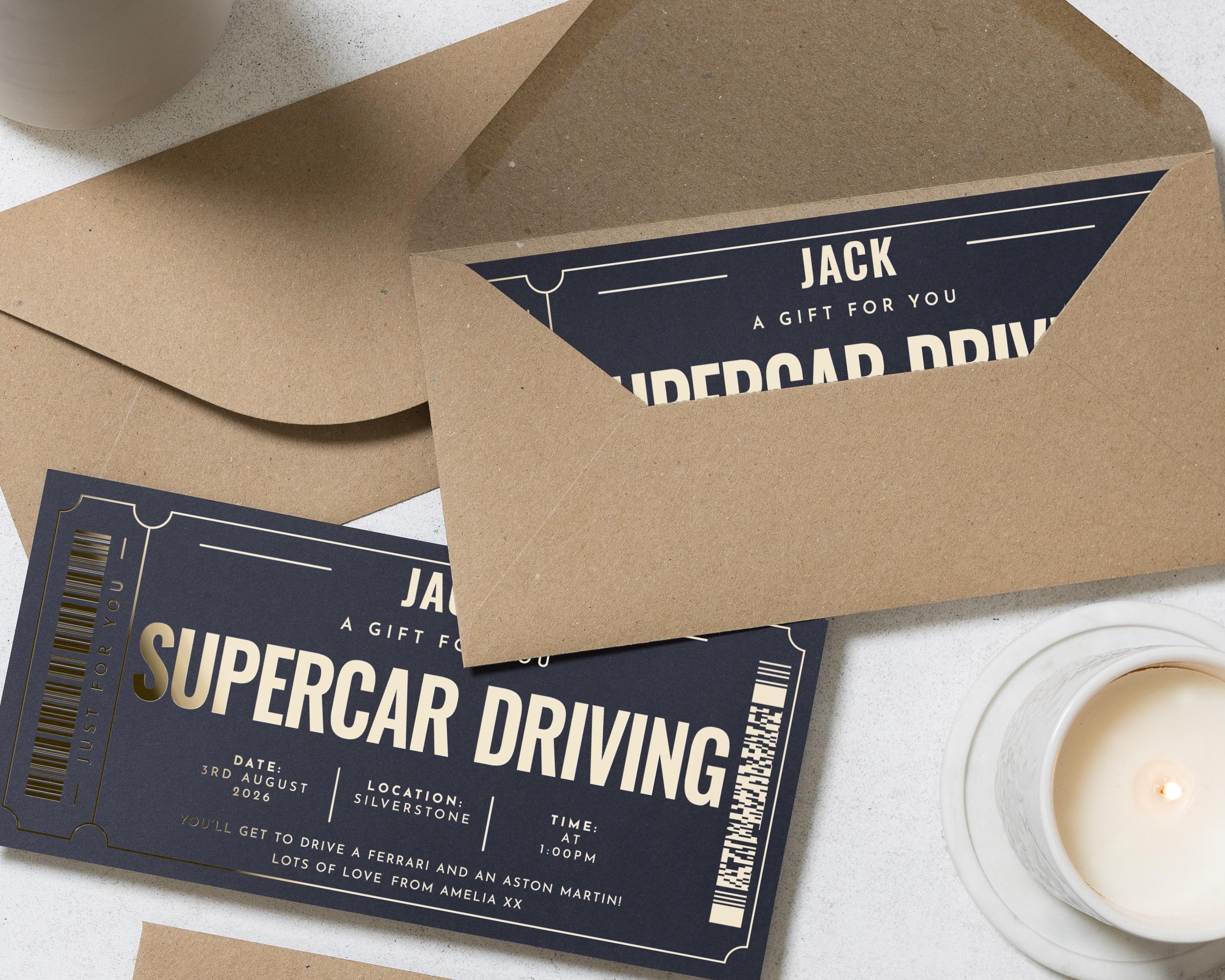 Personalised Supercar Driving Gift Voucher, Experience Day Gift, Gold ...