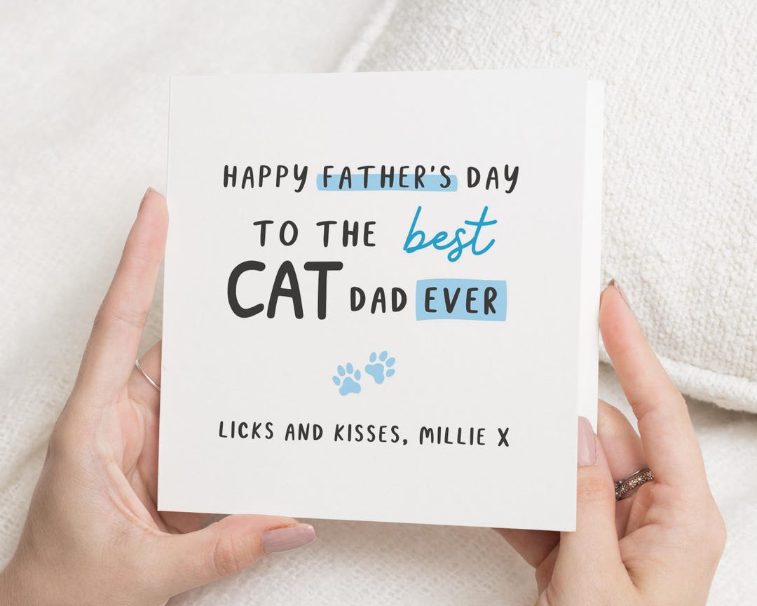 Fathers Day Card From the Cat, Cat Dad Fathers Day Card, Personalised ...