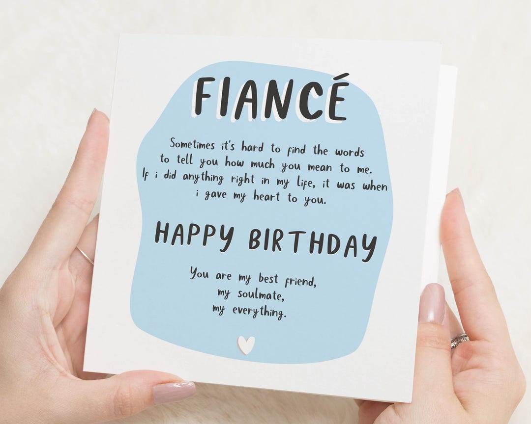 Fiance Birthday Card, Fiance Poem Birthday Card for Him, Birthday Card ...