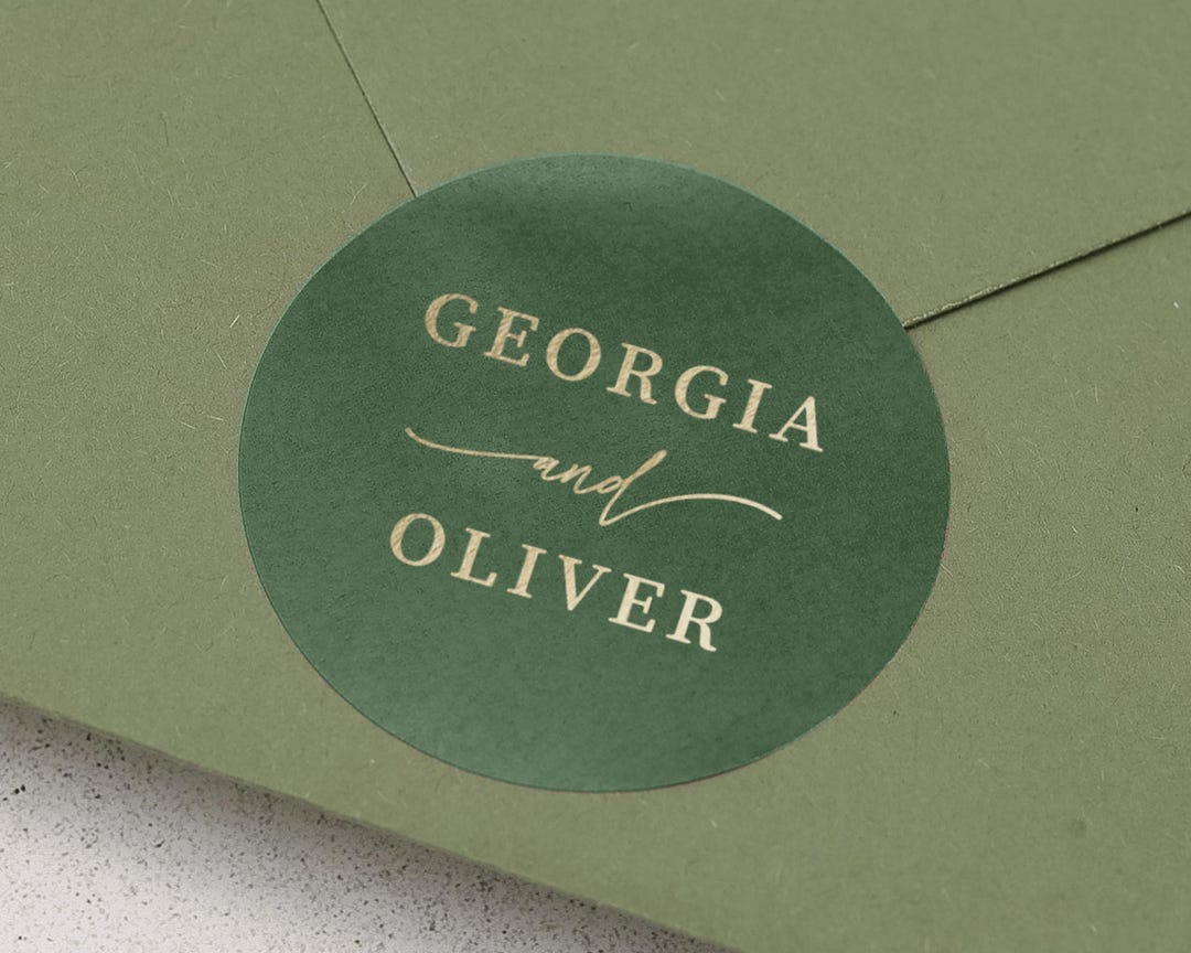 Personalised Wedding Envelope Seal, Gold Foil Sticker, Custom Names ...