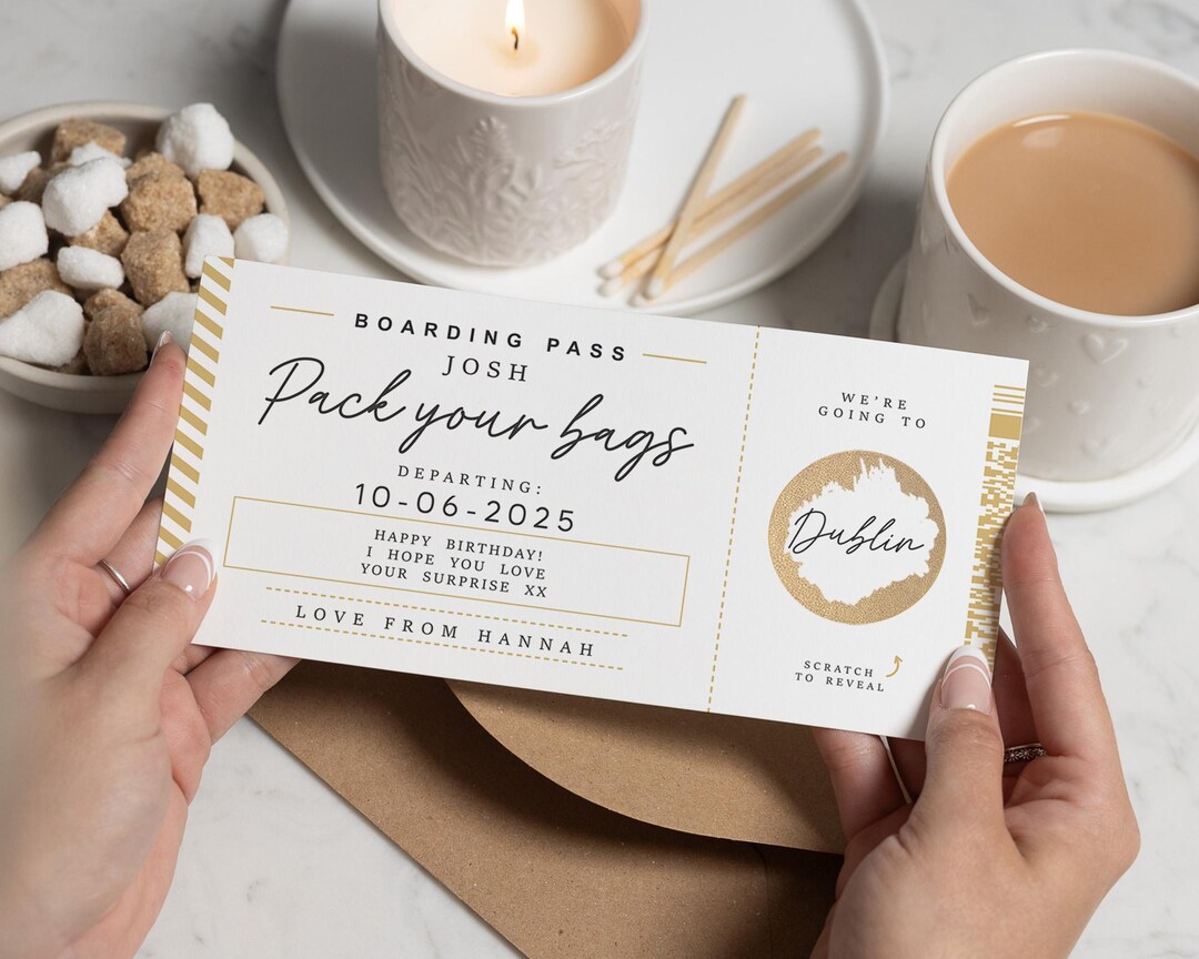 Scratch to Reveal, Boarding Pass Scratch Card, Holiday Scratch Card ...