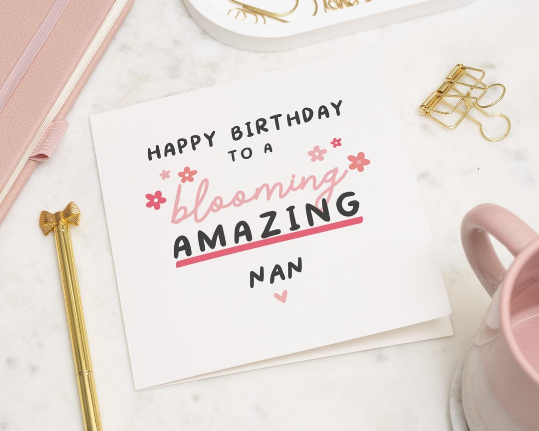 Nan Birthday Card, Personalised Nanny Birthday Card, Nan Floral ...