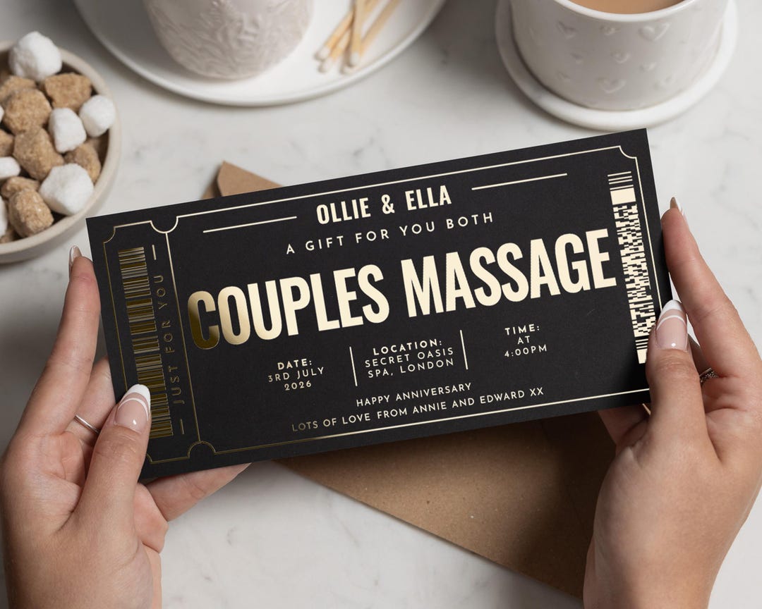 Personalised Couples Massage Gift Voucher, Spa Day Gift for Anniversary ...