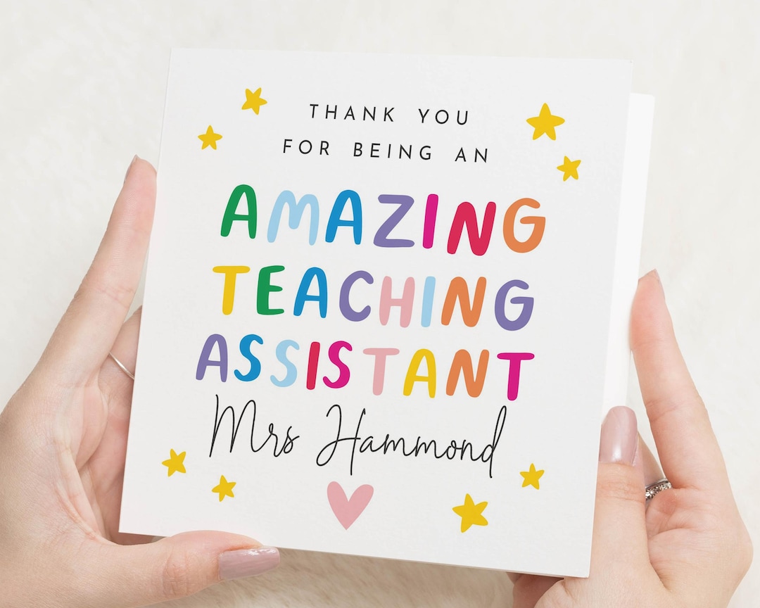 Teaching Assistant Thank You Card, Thank You Card for Teaching ...