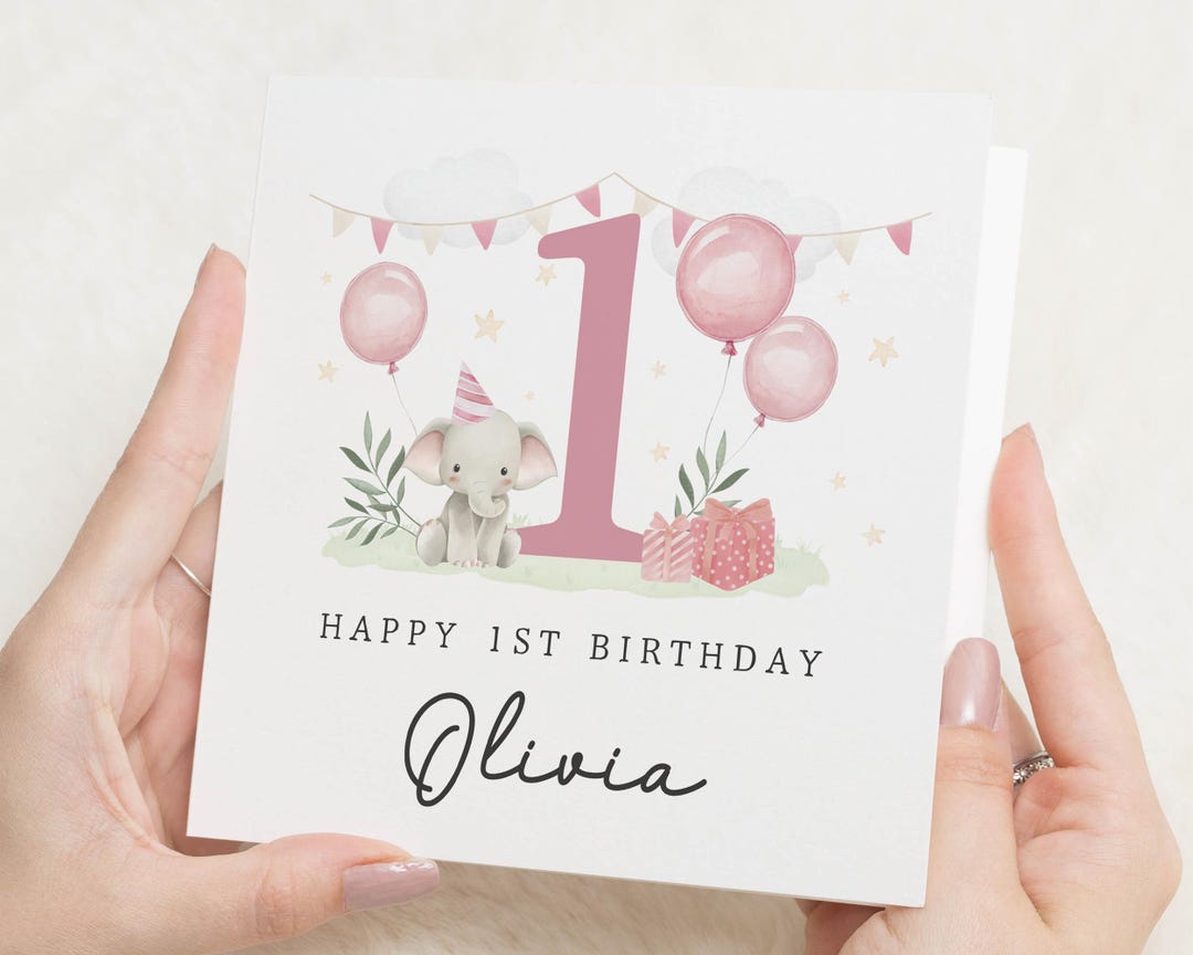 1st Birthday Card Girl, First Birthday Card for Girl, Personalised 1st ...