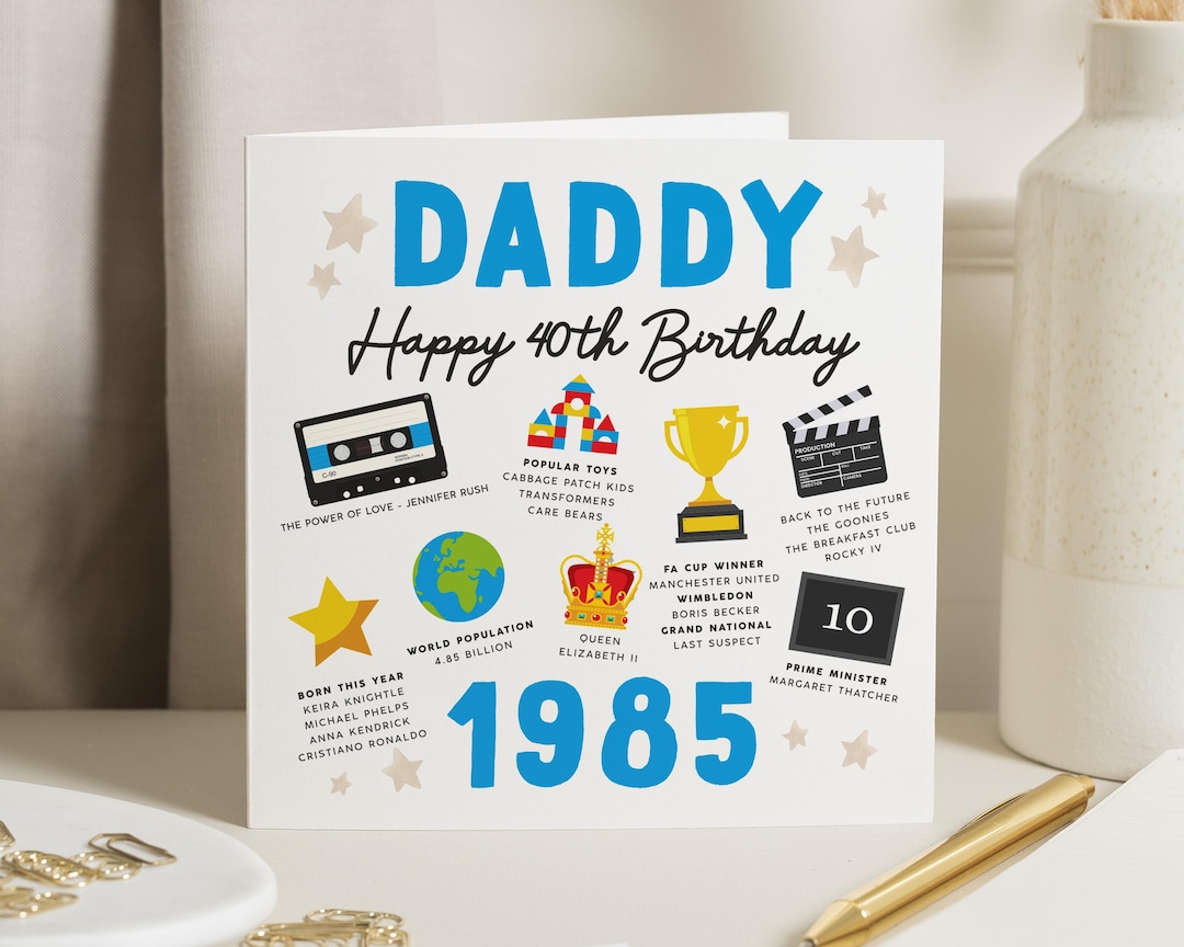 Daddy 40th Birthday Card, Cute Birthday Card for Dad, Dad 40th Birthday ...