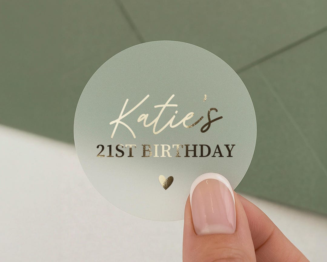 21st Birthday Sticker, Personalised Birthday Sticker, Gold Foil ...