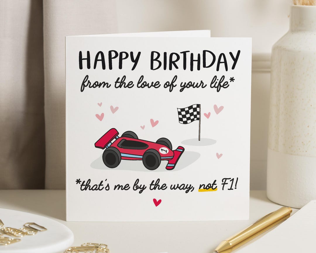 Husband Motor Racing Card, F1 Birthday Card, Formula 1 Card Wife, F1 ...