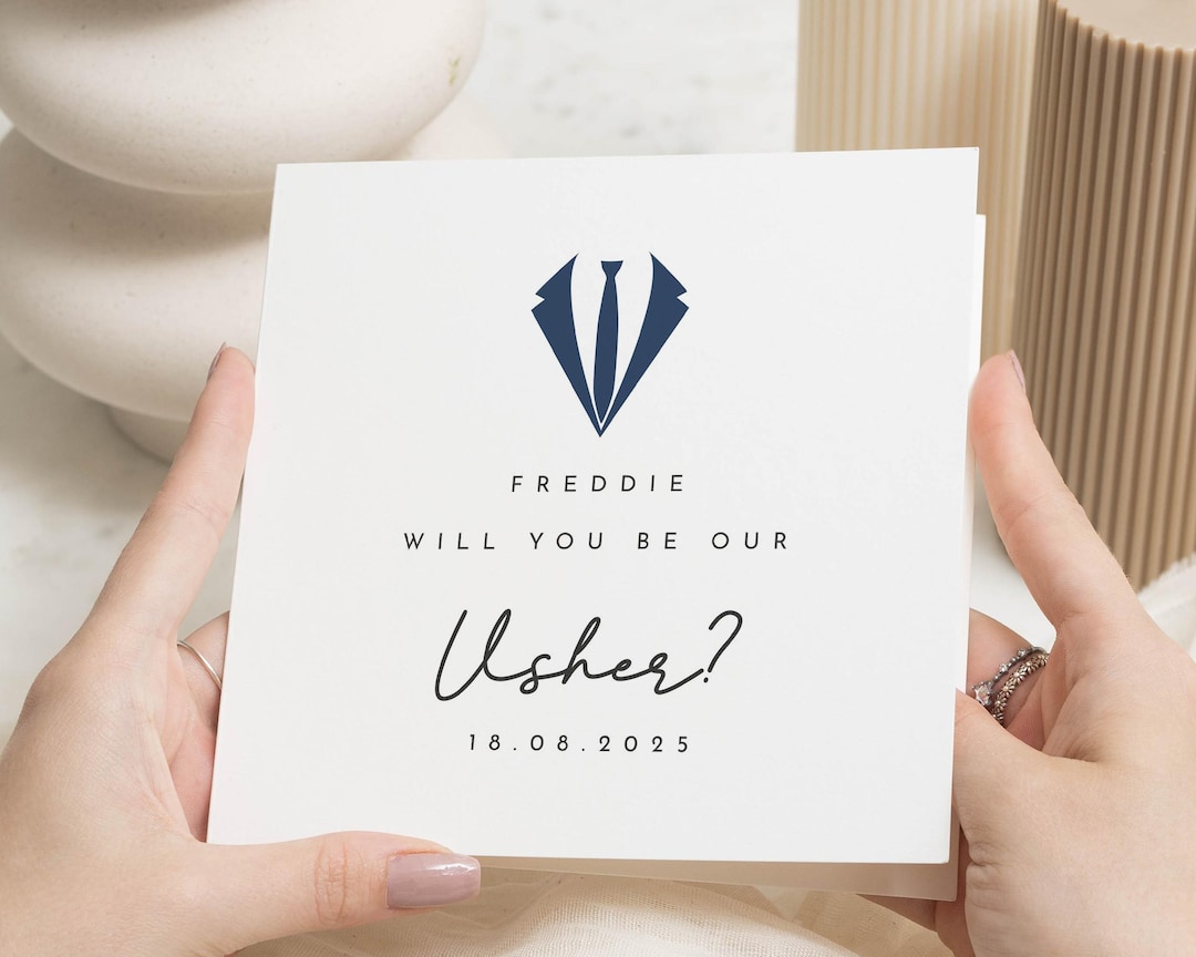 Will You Be Our Usher Card, Usher Proposal Card, Personalised Wedding ...